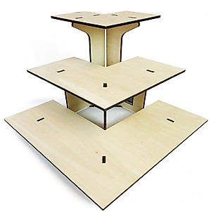Torched 3-Tier Retail Table Display Corner Stand with Shelves for Products - Portable | 3 Step Corner Display Rack for Retail Table Top, Counter Top, Craft Shows, Farmers Market, Tradeshows