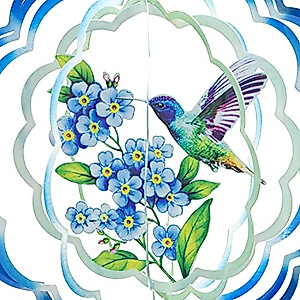 VP Home Floral Hummingbird Kinetic Wind Spinner for Yard and Garden Wind Spinner Outdoor Metal Large Hanging Hummingbird Decor 3D Garden Art Wind Sculpture Spinners Outdoor Hanging Decor, 12 inchW x 15 inchH