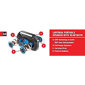 Dual Electronics LUBTWS6 Wireless Portable Bluetooth Speaker, TruWireless Bluetooth Stereo, Waterproof & Dustproof IP67, 360 Degree Rich Dynamic Sound, 100ft Wireless Range, 15 Hour Playtime