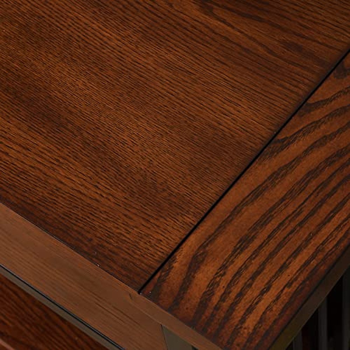 Leick Home 11262 Ironcraft Mantel Height Rustic Bookcase with Drawer Storage, 12" D x 30" W x 50" H, Mission oak/matte black