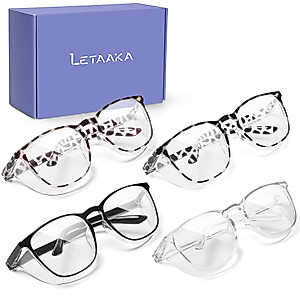 LETAAKA Safety Goggles, 4 Pack Anti Fog Safety Glasses for Women Men, Blue Light Blocking Eyeglasses Anti Dust UV Protective Eyewear