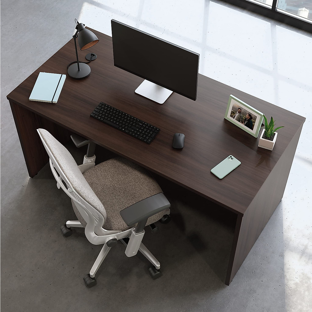 OfficeWorks by Sauder Affirm 60'' Desk Shell, L: 59.06'' x W: 29.53'' x H: 29.29'', Noble Elm