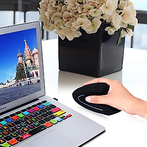 shoplease Rechargeable Wireless Vertical Mouse, 2.4G Wireless Ergonomic Optical Mouse with 3 Adjustable 800/1200 /1600 DPI, Suitable for Big Hands