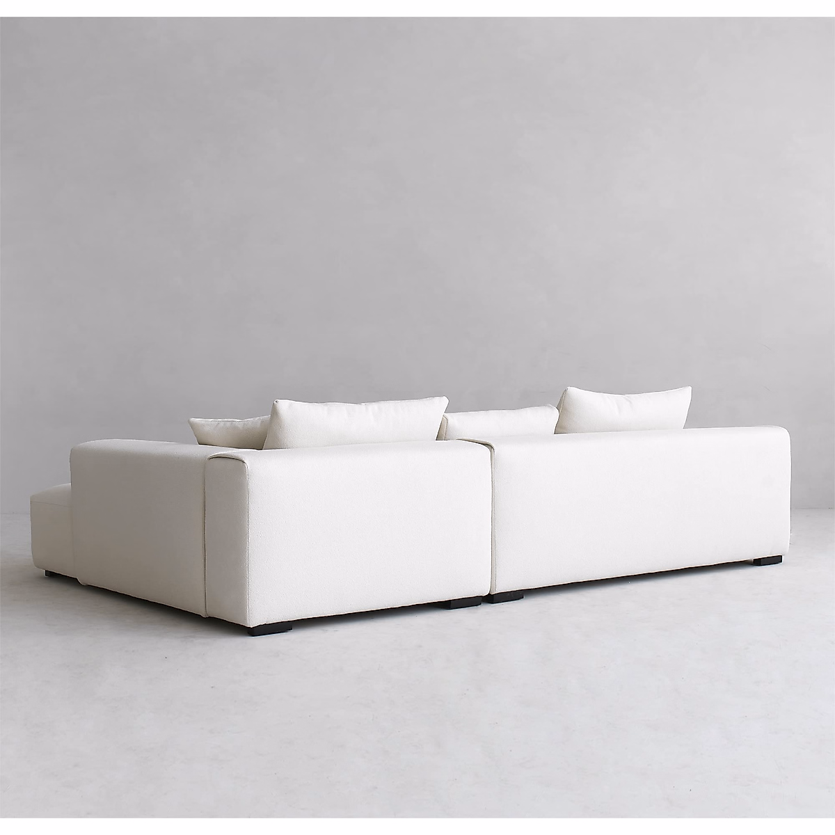 Acanva Modern Minimalist Sofa with Extra Deep Seats for Living Room, Bedroom and Lounge, L-Shaped Sectional Couch with Right Chaise,White