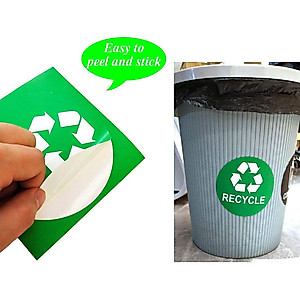 Recycle Sticker Trash Bin Label 8 Pack-4"x4"-Waterproof Organize & Coordinate Garbage Waste from Recycling Indoor & Outdoor,Great for Metal Aluminum Steel or Plastic Trash Cans,Use at Kitchen &Office