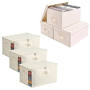 Storage Bin 3pck Large Fabric Storage Bin with Lids Decorative Storage Boxes & Vailando 3-Pack Large Canvas Comforter Storage Bags Closet Organizer for Clothes