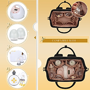 Fasrom Breast Pump Bag Backpack with Cooler Compatible with Spectra S1, S2 and Medela Pumps, Wearable Pumping Bag with Waterproof Mat for Working Moms, Black (Patent Design)