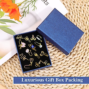 Mity rain Nose Cuffs, 18k Gold Plating African Nose Cuff Non Piercing, Clip On Fake Nose Cuff for Women(15pcs)