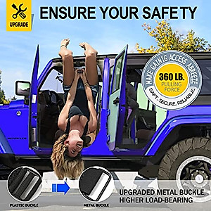 moveland 2 Pack Grab Handle Set Compatible with Jeep Wrangler TJ YJ JK, Easy-to-Fit 3 Straps Design for 1955-2023 Models (Black)