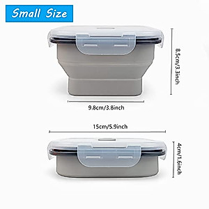 Lunbengo Set of 3 Collapsible Food Storage Containers with Lids, 5.9 x 5.9 x 3.3inch Silicone Lunch Container Bento Box for Sandwiches Salads Snacks Cereal, Microwave Safe, 900ml