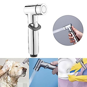 MagiDeal High Pressure Handheld Bidet Sprayer, Toilet Water Sprayer Washing Portable Cleaning for Personal Wash Cloth Diaper Wash Butt, Argent, 14.8cmx5.9cm