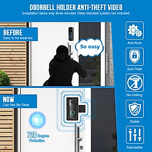 Anti-Theft Blink Video Doorbell Door Mount,No-Drill Adjustable Mounting Bracket,Not Block Doorbell Motion Sensor,Easy to Install Blink Video Doorbell Accessories for Houses Apartments Office