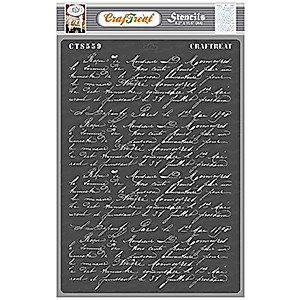 CrafTreat French Writing Stencils for Painting on Wood, Canvas, Paper, Fabric, Wall and Tile - French Script - Size: A4 (8.3 x 11.7 Inch) - Reusable DIY Art and Craft Stencils - French Letter Stencil
