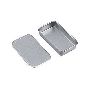 Antrader Metal Slide Top Tin Containers for Crafts & Candies & Jewelry & Pills Survival Kit,2.36"x 1.34"x 0.43",Pack of 12,Silver
