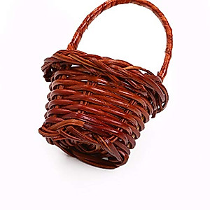 NUOBESTY 20pcs Miniature Wood Baskets Mini Hamper Baskets Playset Mini Scene Props for Garden Fairy Ornament Dollhouse Decoration