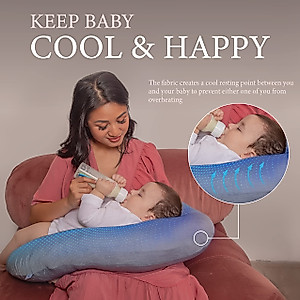 Pharmedoc Nursing Pillow for Breastfeeding – Breast Feeding Pillows for Mom - Bottle Feeding - Support for Mom and Baby - Pregnancy Maternity Pillows, Baby Shower Must Haves - Grey Cooling Cover