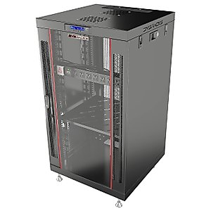 Sysracks 18U 24inch Deep Server Rack Cabinet It Enclosure Premium Series Data It Locking Under Desk Network Rack with Wheels PDU and Other Accessories