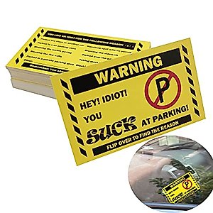 You Parked Like an Idiot Cards - 100 Pack Business Cards Writable Bad Parking Cards 3.54" x 2.12" Multi Violation Reasons (Yellow)