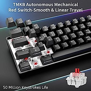 DIERYA 60% Mechanical Keyboard, DK61se Wired Gaming Keyboard with Red Switches,LED Backlit Ultra-Compact 61 Keys Mini Office Keyboard for Windows Laptop PC Gamer Typist（Black）