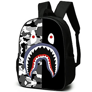 NEDOIAA Shark Backpack Lightweight Waterproof Bookbag Gifts 16 Inch Fashion Laptop Backpack, Black