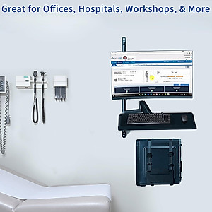 VIVO Black Sit-Stand Height Adjustable Pneumatic Spring Arm Keyboard, Monitor, CPU Wall Mount for 1 Screen up to 32 inches STAND-SIT1BW