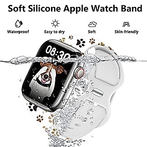 Chinber Sport Loop Band Compatible with Apple Watch 38mm 40mm 41mm, Fadeless Printed Pattern Soft Silicone Waterproof Replacement Strap for iWatch Series 8 7 6 5 4 3 2 1 SE, Color Dog Paw