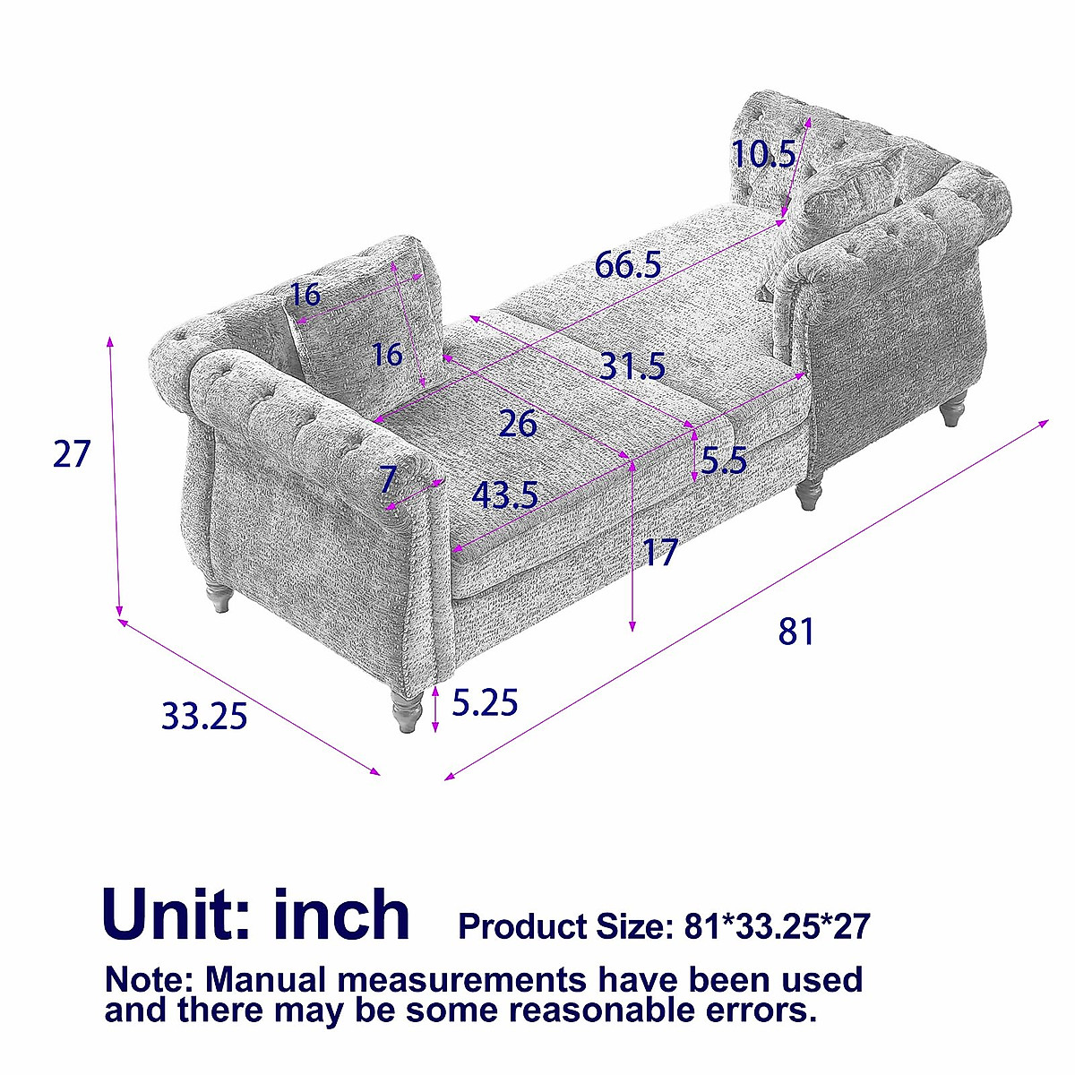 Loveseat Sofa,81"W Chenille Small Couch,Upholstered Face-to-face Comfy Sofa w Button Tufted & Nailhead Trim,Mid Century Modern Couch,Lounge Sofa w Scroll Arms&Gourd legs for Living Room,Office(Beige)