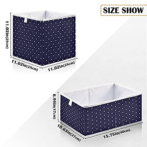 Kigai Blue White Dots Storage Baskets, 16x11x7 in Collapsible Fabric Storage Bins Organizer Rectangular Storage Box for Shelves, Closets, Laundry, Nursery, Home Decor