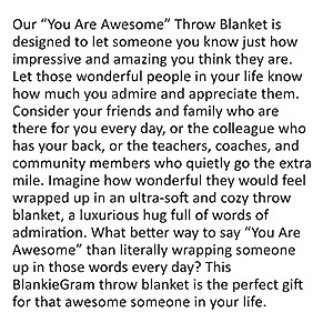 BlankieGram You are Awesome Throw Blanket - Made with Warm, Soft, Fuzzy Fleece for Extra Comfort - Unique Gifts for Men and Women - Quotes for Admiration, Gratitude, and Friendship (Purple)