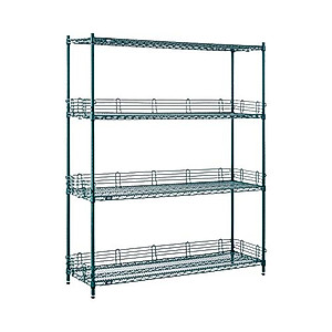 Nexel Poly-Green Adjustable Wire Shelving Unit, 4 Tier, Heavy Duty Commerical Storage Organizer Wire Rack, 18" x 60" x 74", Green