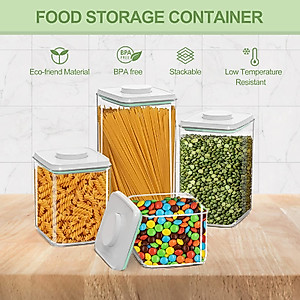 Yukaione Airtight Food Storage Containers Set (4-Pack) – One-Button Pop-Up Lids, BPA-Free, Stackable Dry Food Containers for Pantry, Flour, Sugar, Cereal, Coffee & Snacks – Dishwasher Safe