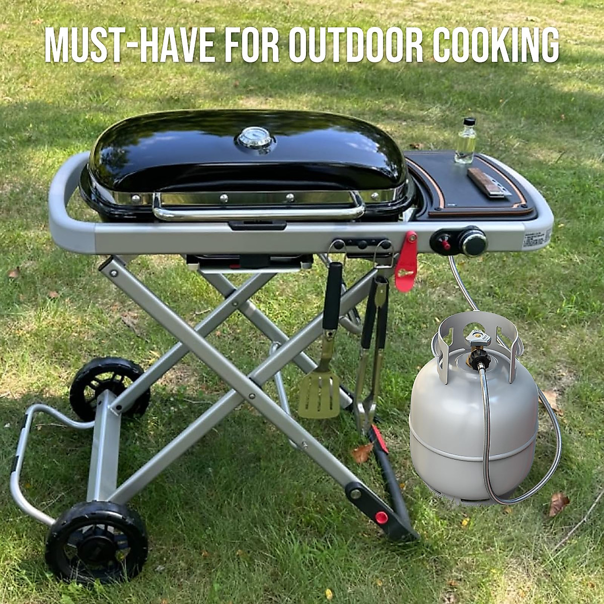 5ft Propane Hose Adapter 1lb to 20lb Converter for 5 lb to 40 lb Tanks, Anti-bite LP Tank Gas Hose for Weber Q Travel Grill/17”&22”Blackstone Griddle/Coleman Camping Stove/Mr Buddy Heater