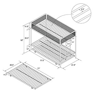 DHP Triple Metal Bunk Bed Frame, Black, Twin