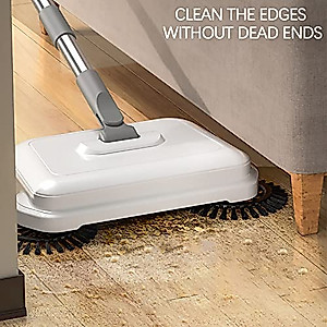 MIS1950s Hand Push Sweeper, Home Sweeping Mopping Machine Vacuum Cleaner Natural Sweep Carpet and Floor Sweeper with Dual Rotating System and 2 Corner Edge Brushes Cleaning Sweeper Tool