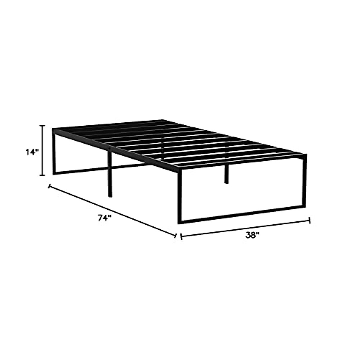 ZINUS Lorelai 14 Inch Metal Platform Bed Frame / Mattress Foundation with Steel Slat Support / No Box Spring Needed / Easy Assembly, Twin