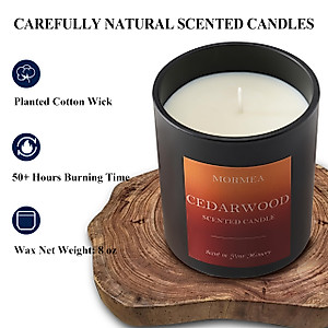 MORMEA Scented Candles, Cedarwood Aromatherapy Candles for Home Scented, Natural Soy Wax Candles, 8oz Long Lasting Candles for Men & Women, Jar Candles for Birthday & Holiday