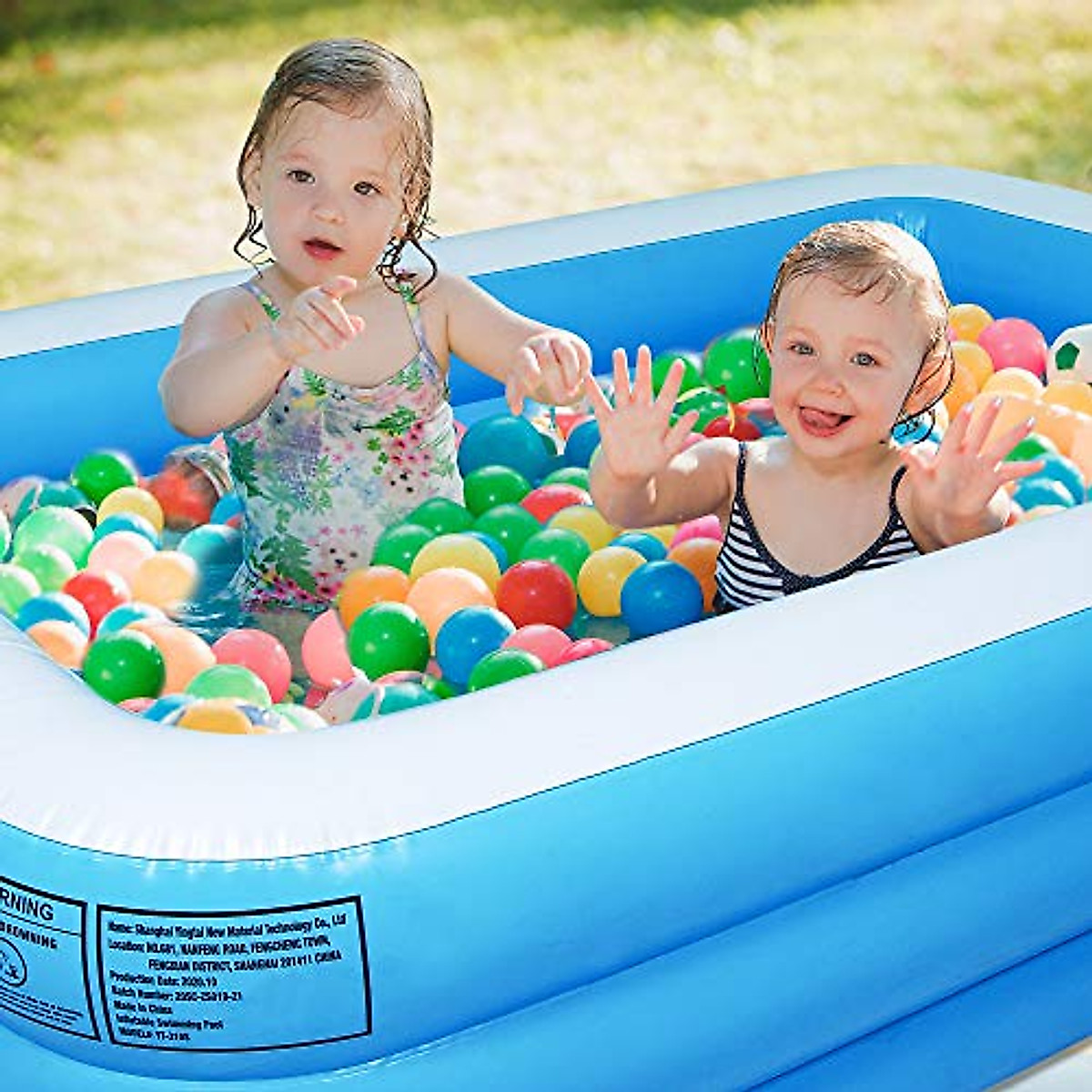 AsterOutdoor Inflatable Swimming Pool Full-Sized Above Ground Kiddle Family Lounge Pool for Adult, Kids, Toddlers, 77" x 55" x 23" Thickened, Blow Up for Backyard, Garden, Party, Blue