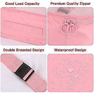 DIMJ Packing Cubes for Travel, 8Pcs Travel Cubes Set Pink Foldable Suitcase Organizer Lightweight Luggage Storage Bag