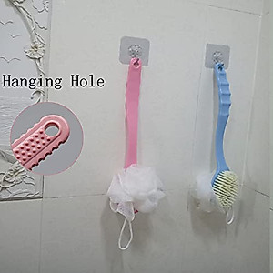 2 Pack Body Brush Back Scrubber for Shower Bath Back Scrubber with Soft Loofah and Bristles Back Scrubber Bath Mesh Sponge with Curved Long Handle Suitable for Wet or Dry, Women and Men (2PACK Set)