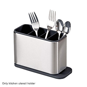 Countertop Organizer Kitchen Caddy Cutlery Drainer, Stainless Steel Utensil Holder Flatware Rectangular Home