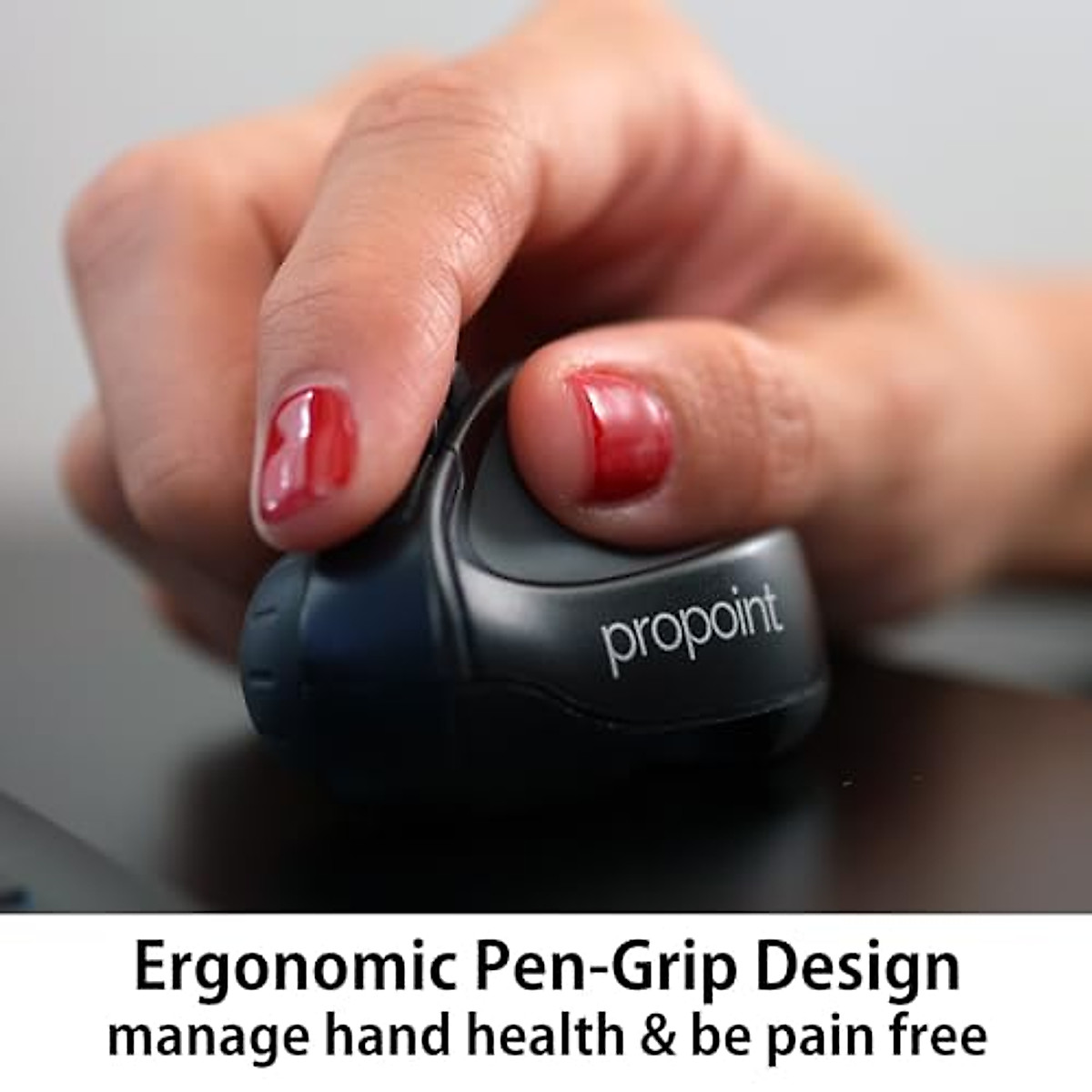 Swiftpoint ProPoint Wireless Ergonomic Mouse, Powerpoint Presentation Clicker & Laser Pointer, Bluetooth Rechargeable for Laptops & iPads, Portable Mini Travel Design (Black)