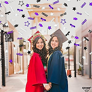Graduation Confetti 2023 - Pack of 1000 | Grad Confetti 2023 Silver Graduation Decorations 2023 | Graduation Centerpieces for Tables 2023 | Purple Graduation Party Decorations 2023 Confetti Graduation