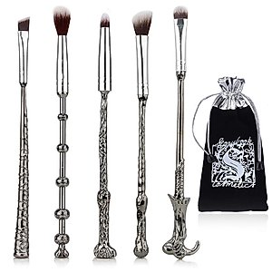 JASSINS 5 Pcs Potter Makeup Brush Set, Wizard Magic Wand Brush for Foundation Eye Shadow Eyeliner Blending Pencil Lip Professional Makeup Tools with A Gift Bag