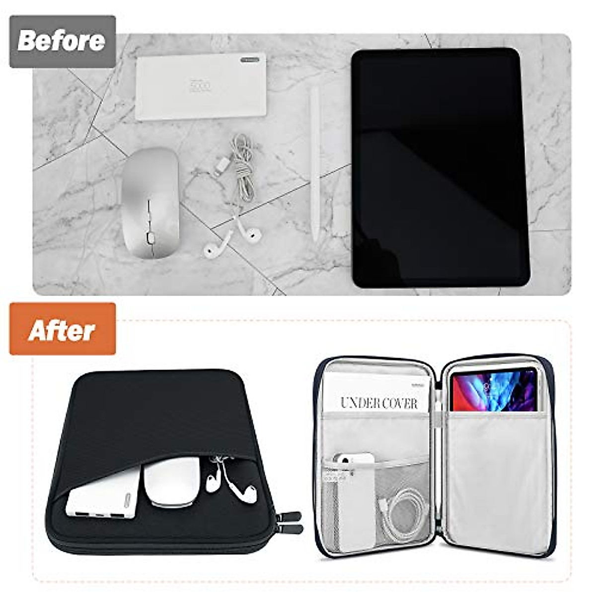 MoKo 9-11 Inch Tablet Sleeve Case,Fits iPad Air 5/4th 10.9,iPad Pro 11 M2 2022-2018,iPad 10th 10.9 2022,Galaxy Tab S9 11,Tab S8/A8/A7 2022,Protective Bag Carrying Case with Pocket, Dark Gray