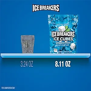 ICE BREAKERS Ice Cubes Peppermint Sugar Free Chewing Gum Pouch, 8.11 oz (100 Pieces)