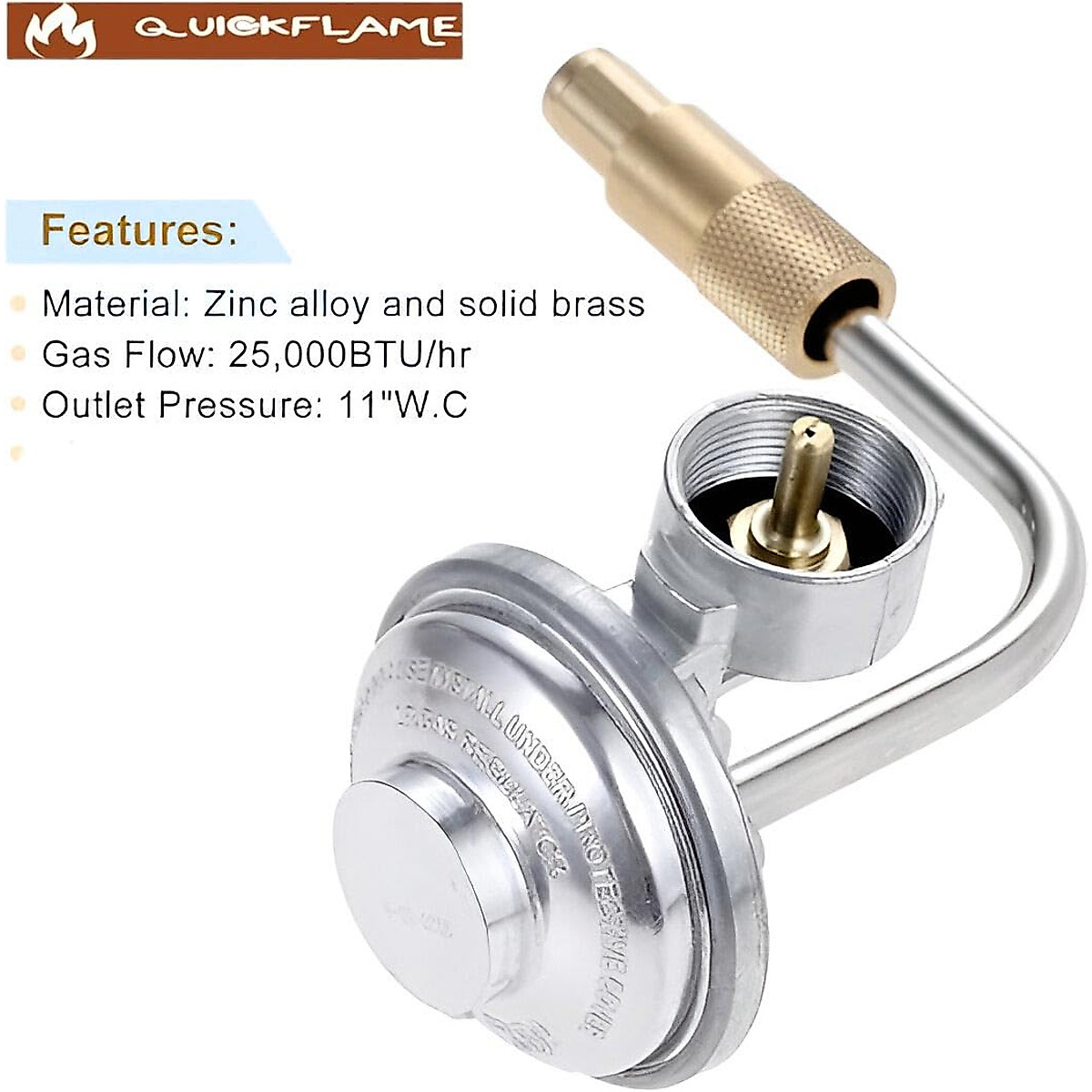 Outdoor Bazaar Griddle Regulator Replacement for Blackstone 17/22 Inch & Pit Boss/Pit BOSS Griddles, Brass & Zinc Alloy, 25000 BTU/hr, 11"W.C