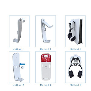 EJGAME Game Controller & Headphone Stand Wall Mount Holder Compatible with PS5, PS4, PS3,Xbox ONE, Series X, Switch, Gamepad & More, Stay Organized No Screws (White)