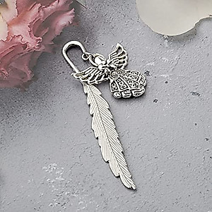 WSNANG Metal Bookmark Angel Gifts Metal Feather Bookmark Reading Lovers Gifts for Religious Gifts (Angel)