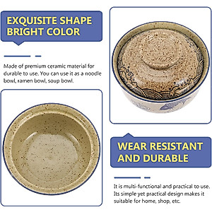 OIDESA Big Ramen Bowl Japanese Noodle Bowls with Lid Large Ceramic Bowl with Lid and for Soup Rice Noodle and Porridge Microwave Oven Safety 6. 5inch