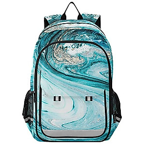 Glaphy Abstract Ocean Blue Marble Backpack School Bag Lightweight Laptop Backpack Student Travel Daypack